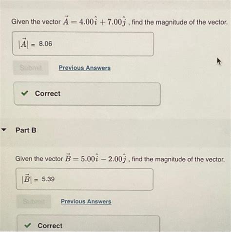 Solved Given The Vector A 4 00i 7 00j Find The Magnitude Chegg Com