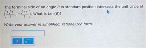 Solved The Terminal Side Of An Angle θ In Standard Position Intersects