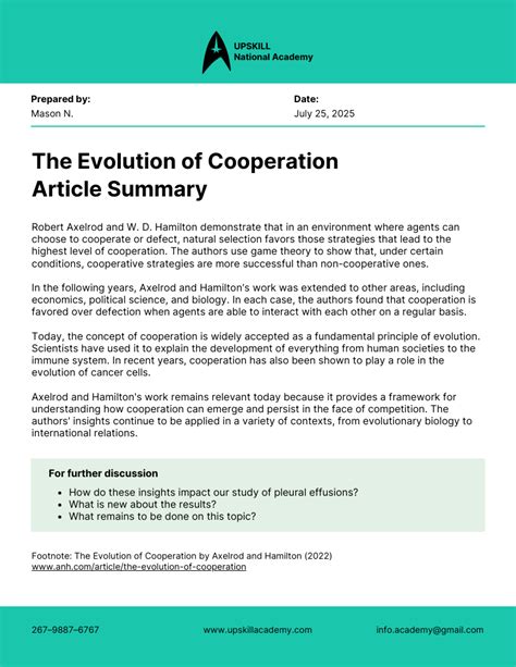 Article Summary Template Venngage