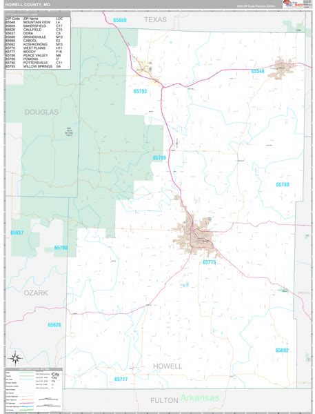 Howell County Mo Wall Map Premium Style By Marketmaps Mapsales
