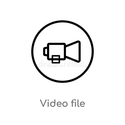 Outline Video File Vector Icon Isolated Black Simple Line Element