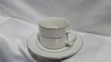 Double Silver Rimmed Coffee Cup Platinum Event Rentals