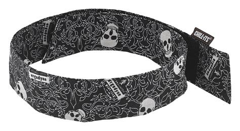 CHILL ITS BY ERGODYNE Black White Universal Evaporative Cooling Bandana JA Grainger