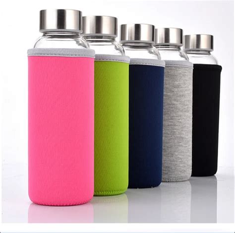Heat Resistant High Borosilicate Glass Sport Water Bottle With Sleeve