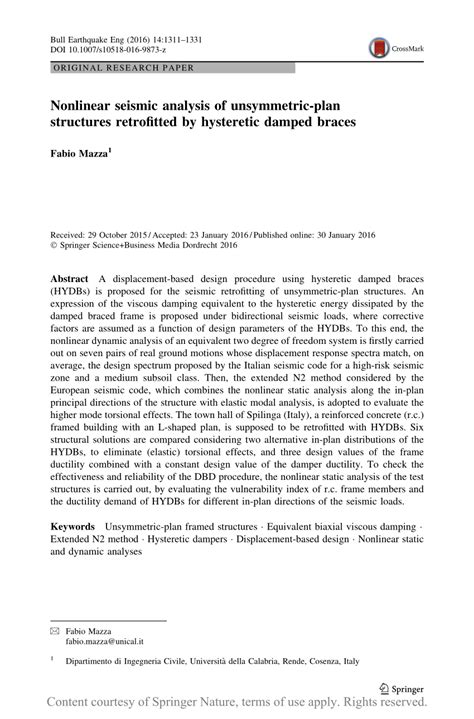 Nonlinear Seismic Analysis Of Unsymmetric Plan Structures Retrofitted