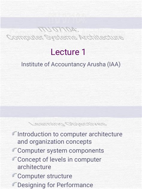 Lecture 1 Computer System Architecture Pdf Central Processing