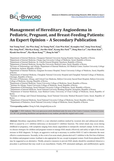 Pdf Management Of Hereditary Angioedema In Pediatric Pregnant And