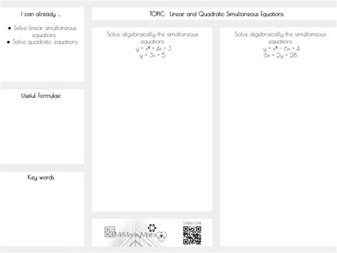 Quadratic And Linear Simultaneous Equations Teaching Resources