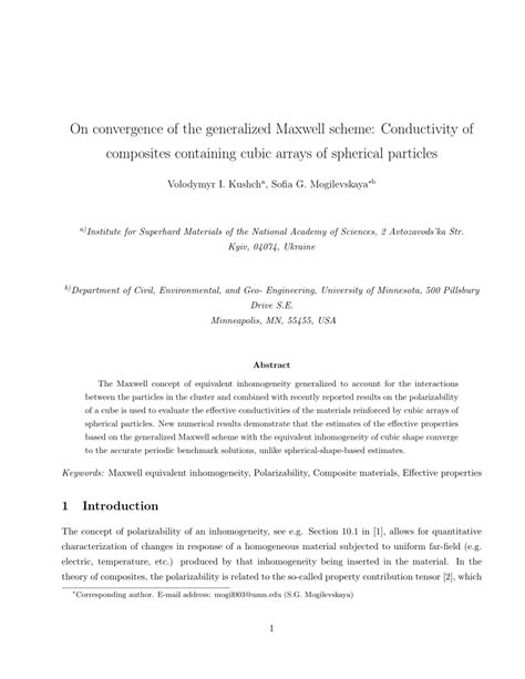Pdf On Convergence Of The Generalized Maxwell Scheme Conductivity Of