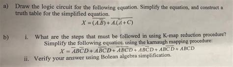 Solved A Draw The Logic Circuit For The Following Equation Chegg