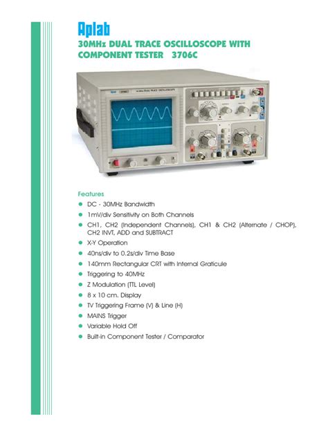 3706c 30mhz Dual Trace Oscilloscope With Component Tester Pdf