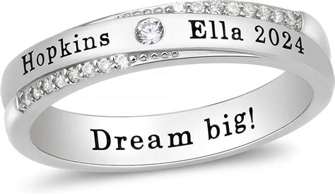 Ccjcinata Sterling Silver Womens High School Class Rings Graduation