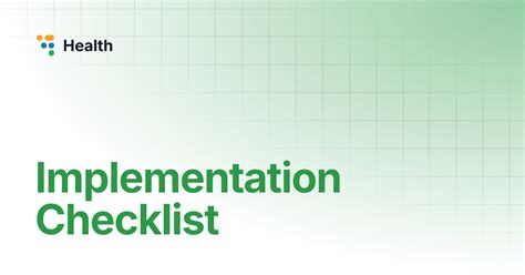 Implementation Checklist Health