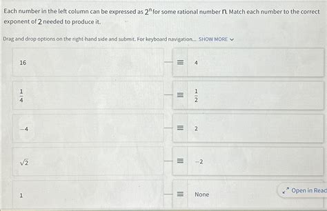 Solved Each Number In The Left Column Can Be Expressed As 2n