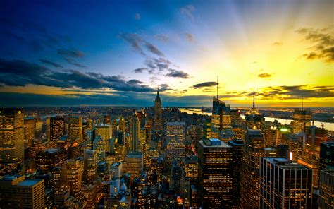 Papel de Parede Vista Aérea de Nova York Wallpaper para Download no Celular ou Computador PC