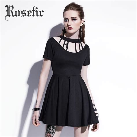 Aliexpress Buy Rosetic Gothic Dress Women Black Hollow Backless