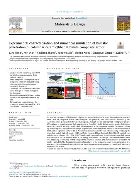 Pdf Experimental Characterisation And Numerical Simulation Of Ballistic Penetration Of