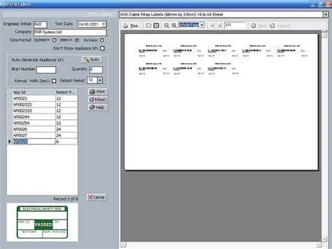 Print Labels Inside Pat Testing Labels Template Various Templates Ideas