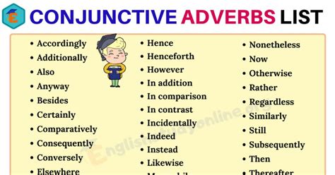 40 Conjunctive Adverbs List In English For Esl Learners English