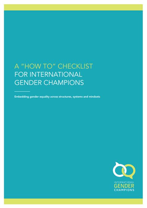 How To A Checklist For International Gender Champions