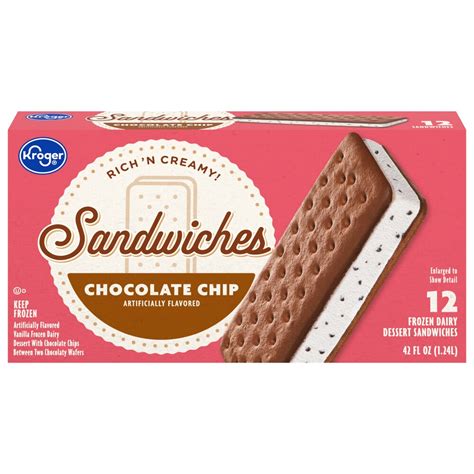 Kroger® Chocolate Chip Frozen Dairy Dessert Sandwiches 12 Ct Kroger