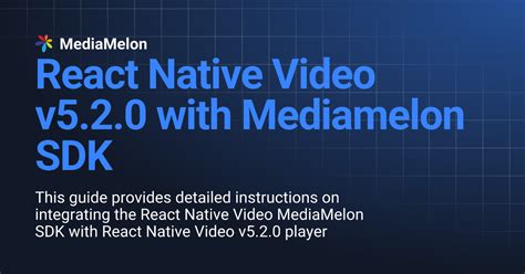 React Native Video V With Mediamelon Sdk Mediamelon