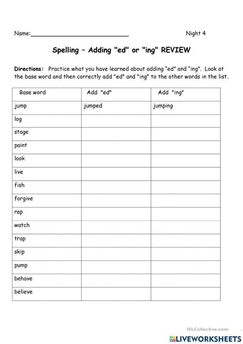 Adding Ing And Ed Worksheet