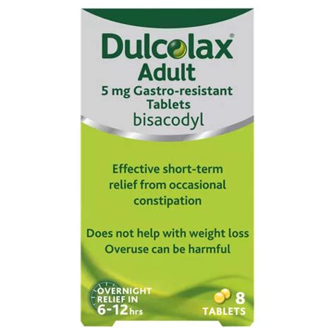 Buy Dulcolax Adult 5 Mg Gastro Resistant Tablets Bisacodyl 8 Tablets In