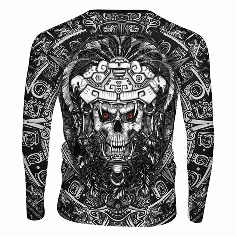 Playera Full Manga Larga Azteca Calendario Prehispánico Gris