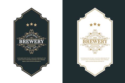 Rótulo de logotipo vintage luxo frames para cerveja uísque álcool e