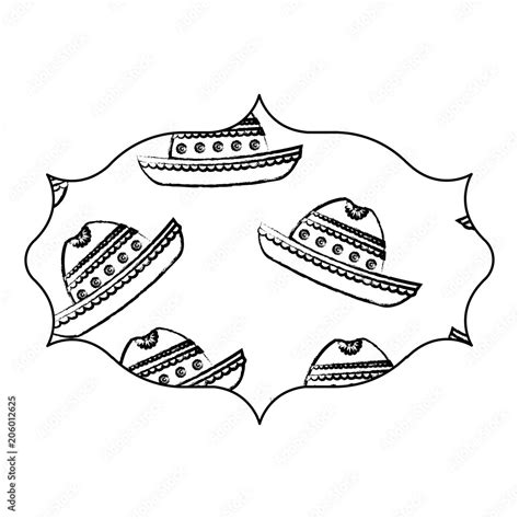 Arabic Frame With Mexican Hat Pattern Over White Background Vector