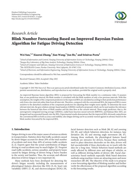 Pdf Blink Number Forecasting Based On Improved Bayesian Fusion