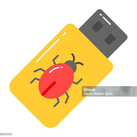 해킹 된 Usb 데이터 위협의 개념 벡터를 나타내는 플래시 드라이브의 버그 Usb 메모리에 대한 스톡 벡터 아트 및 기타 이미지 Usb 메모리 Usb 케이블 위험