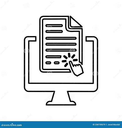 Document Cursor Desktop Outline Icon Line Vector Design Stock