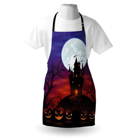 The Holiday Aisle® Halloween Apron Unisex Cartoonish Haunted Castle