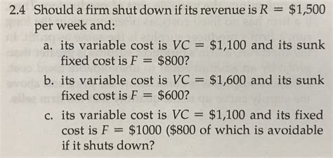 solved 2 4 ﻿should a firm shut down if its revenue is
