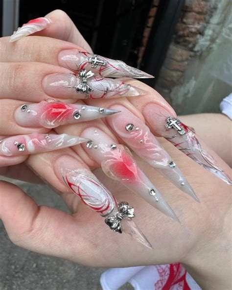 Long Nail Designs Sharp Long Nails Crazy Design Nail Art Swag Nails