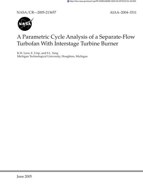 Pdf A Parametric Cycle Analysis Of A Separate Flow Turbofan A