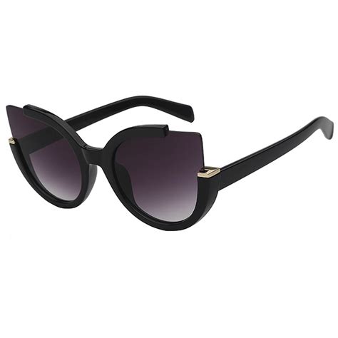 Owl ® 001 C6 Cat Eyewear Sunglasses Womens Mens Plastic Black Frame