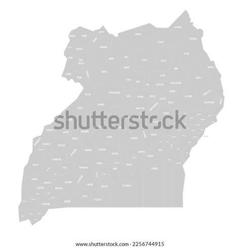 Uganda Political Map Administrative Divisions Stock Vector Royalty Free Shutterstock