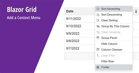 Blazor Grid — How To Add A Context Menu V221 Rdevexpress