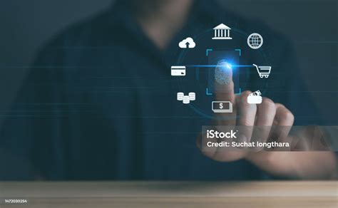 Businessman Scanning Fingerprints To Access Privacy And Banking