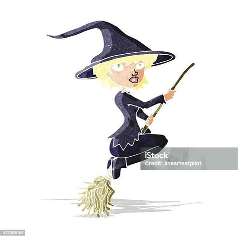Cartoon Witch Riding Broomstick Stock Illustration Download Image Now