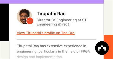 Tirupathi Rao Director Of Engineering At St Engineering Idirect The Org