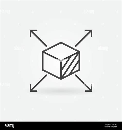 Cube Scale With Arrows Vector Scalability Concept Linear Icon Or Symbol