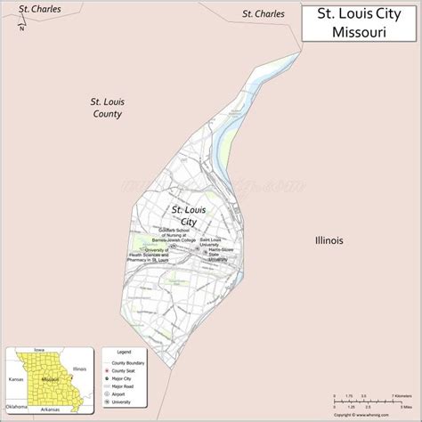 A Map Of St Louis Missouri Showing The Location Of St Louiss City