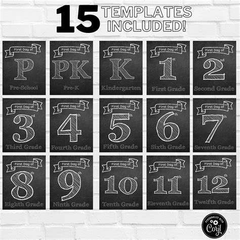 First Day Of School Printable Signs Instant Download Chalkboard