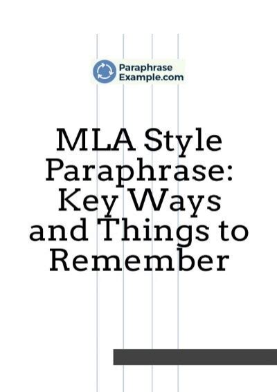 MLA Style Paraphrase Key Ways And Thing To Remember