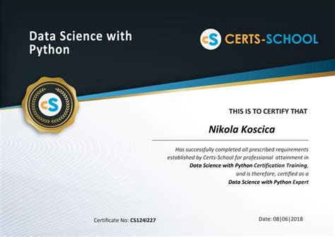 Data Science With Python Certificate Ppt