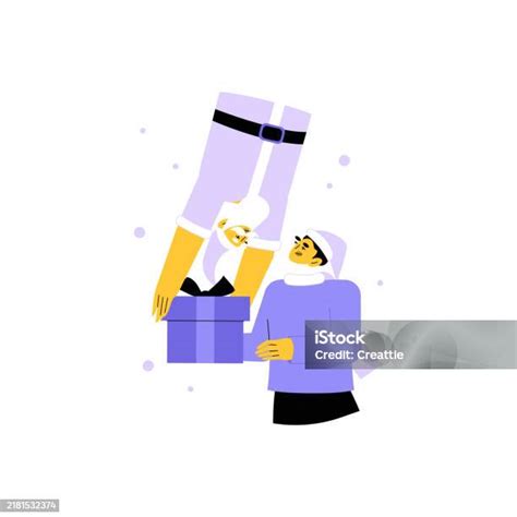 새해 깜짝 선물 교환 산타와 함께 축하 축제 그리고 기쁨을 상징하는 평면 벡터 일러스트 레이 션 흰색 배경에 고립 12월에 대한 스톡 벡터 아트 및 기타 이미지 Istock